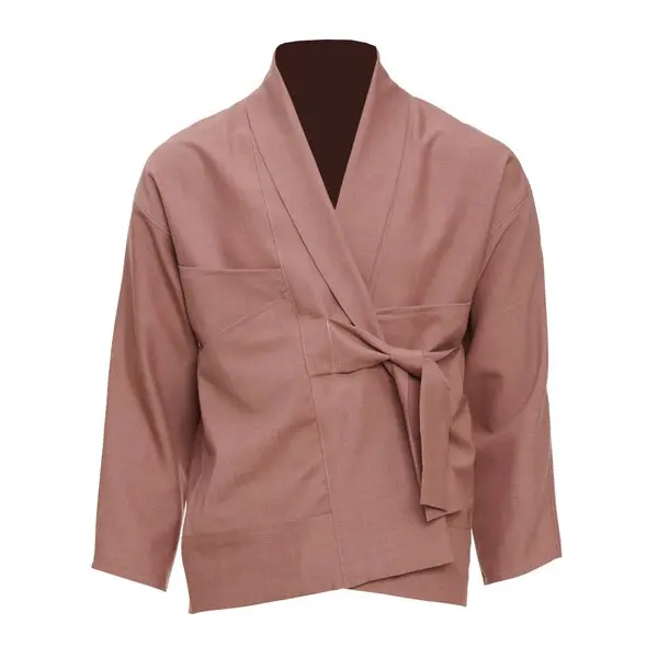 MOE Wool Vest Jacket With Double Pockets And Tie Detail - Pink