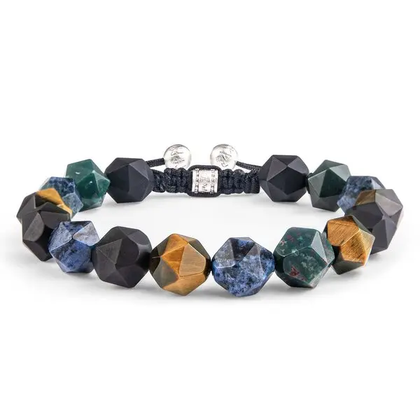AWNL Gemstone Macrame Bracelet - Green/blue