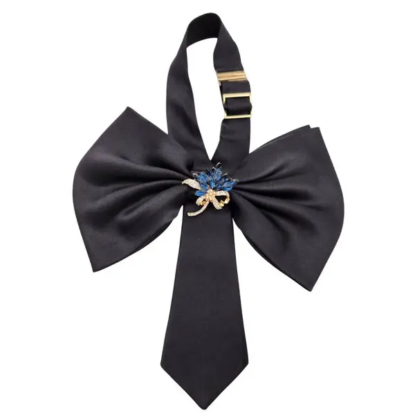 NANDANIE Black Jenny Bow-brooch Edition With Midnight Sapphire Spray - Blue