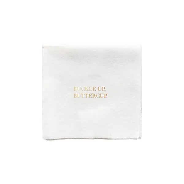 BELL'INVITO Buckle Up, Buttercup. Beverage Napkins - White