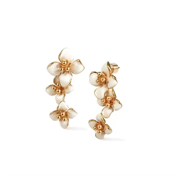 RETRO CHIC Iris Blossom Earrings - White/gold