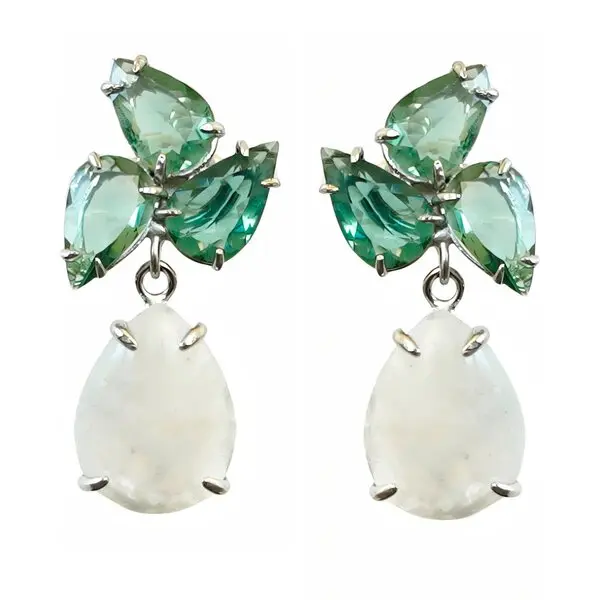 Bounkit Charleston Convertible Earrings - Green/white
