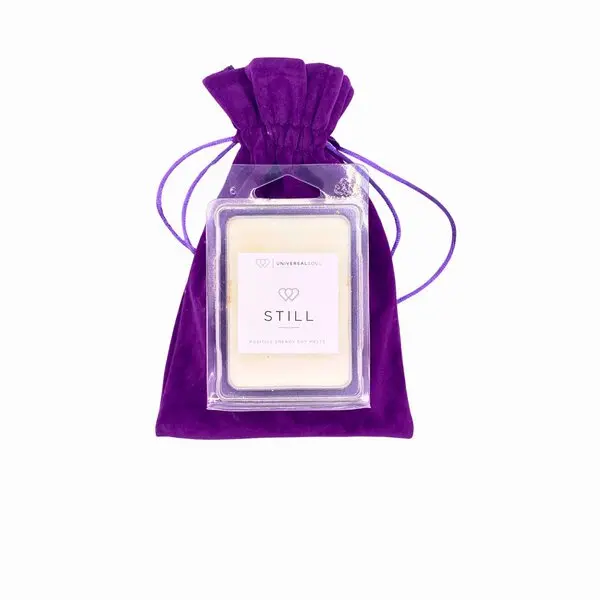 THE UNIVERSAL SOUL COMPANY White / Silver / Gold Gold & Silver Soy Wax Melts In Luxury Purple Velvet Bag Fragrance Still - White/silver/gold