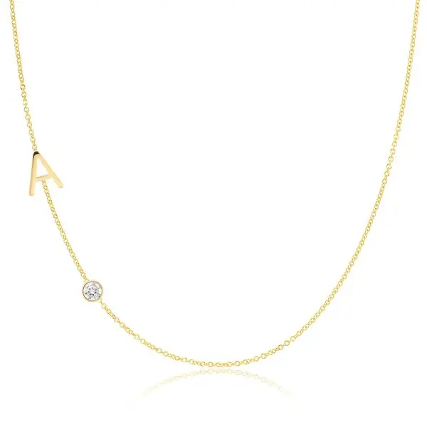 Maya Brenner Designs Monogram Necklace With Diamond - Gold
