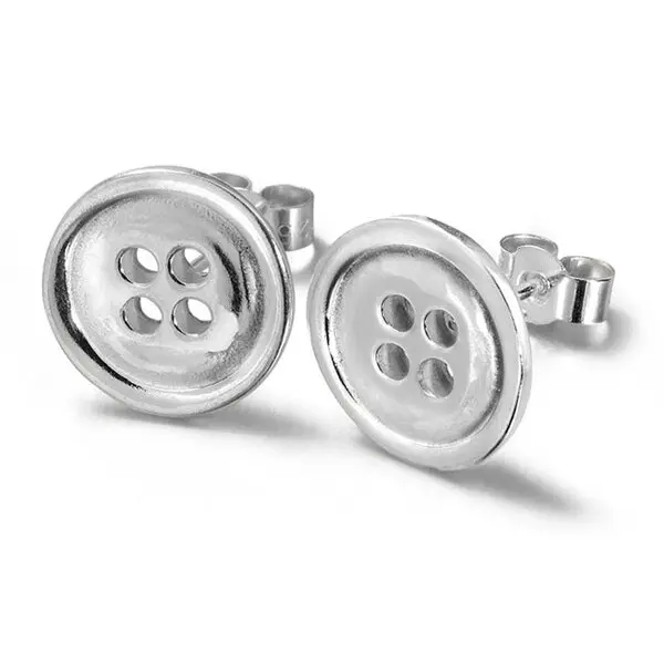 LUCY QUARTERMAINE Large Button Stud Earrings - Silver