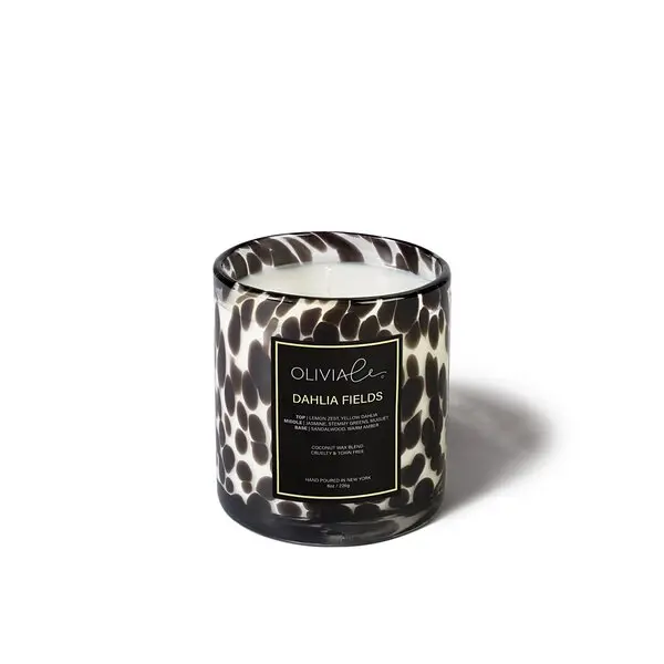 OLIVIA LE Dahlia Fields Small Leopard Candle - Black