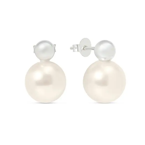 ESTERAH Pearl Stud Earrings - Silver