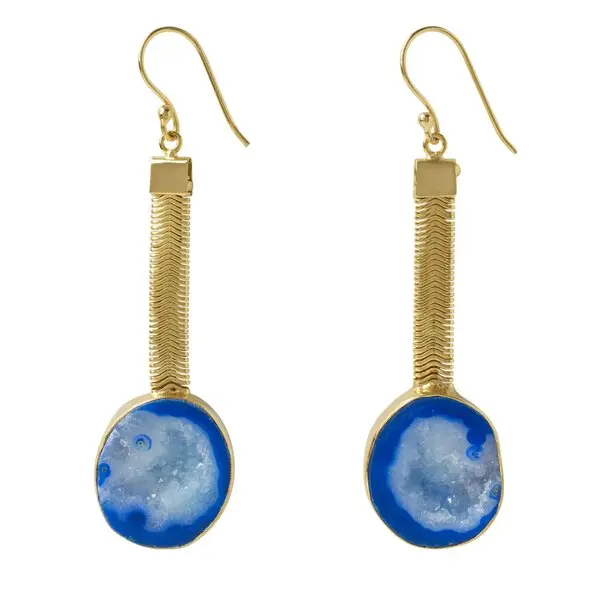 YAA YAA LONDON Geode Drop Gemstone Earrings - Gold/blue