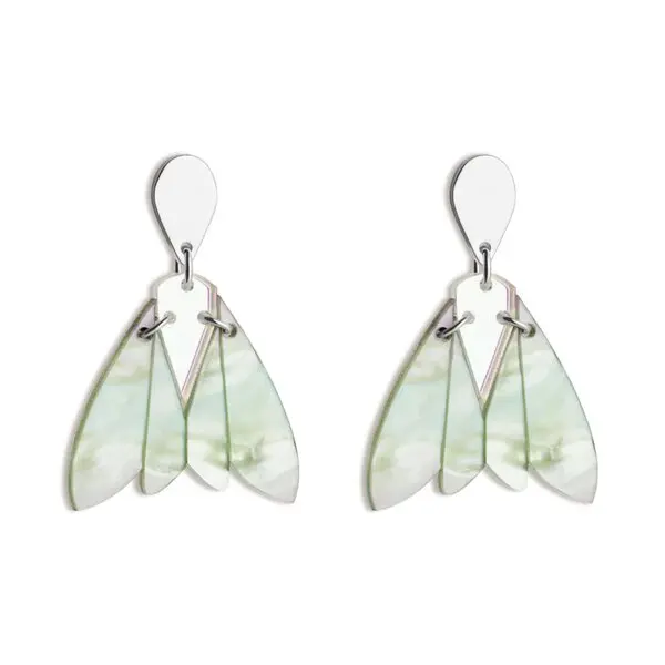 TOOLALLY Gossamer Drop Earrings Opal & Iridescent - Green