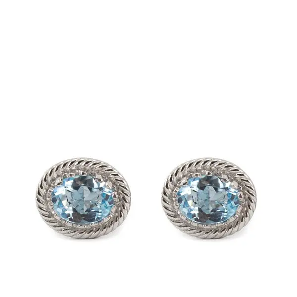 VINTOUCH ITALY Luccichio Sky Blue Topaz Stud Earrings - Blue/silver