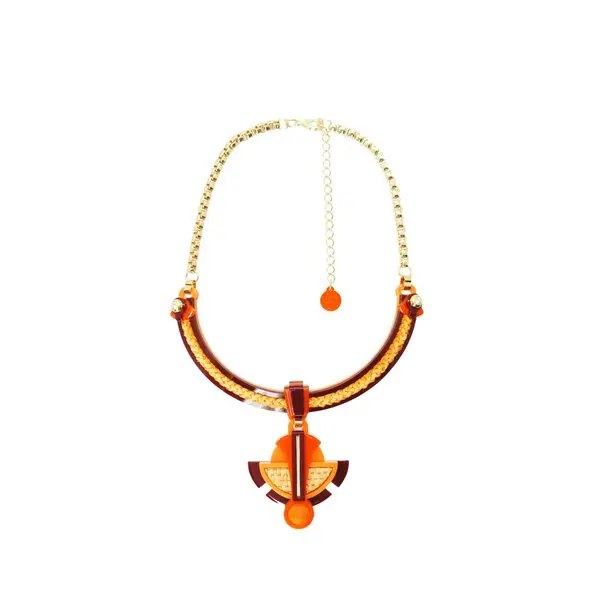 GISSA BICALHO Acrylic And Brass Handmade Necklace - Orange