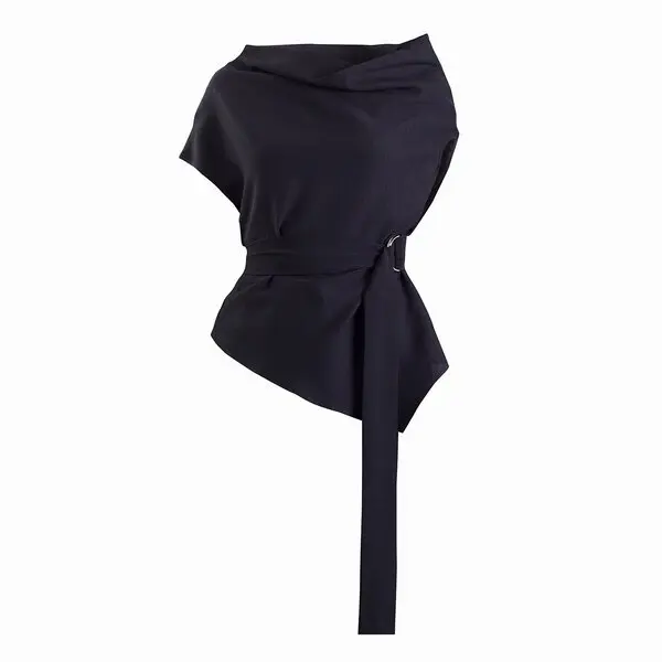 MEEM LABEL Theo Asymmetric Top - Black