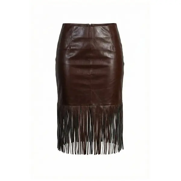 ESTHER SAADIA Vegan Leather Fringe Skirt