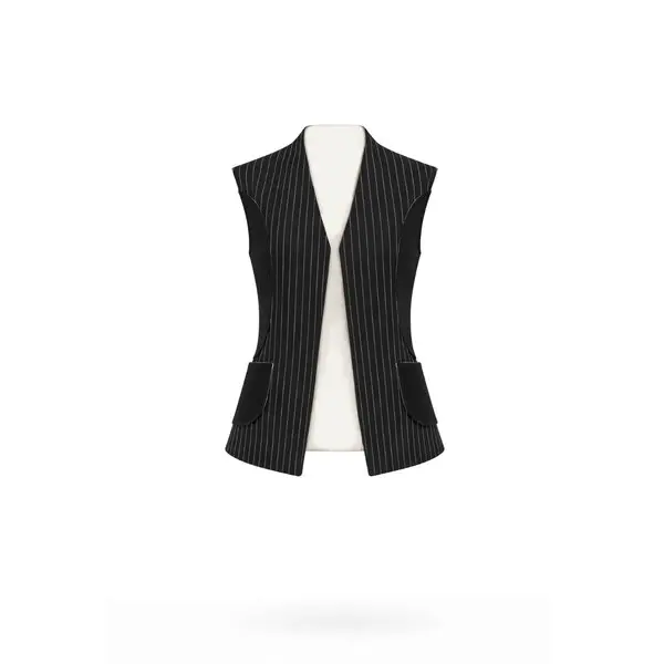 LUMINA ELIGMA The Yacht Striped Reversible Vest - Black/white