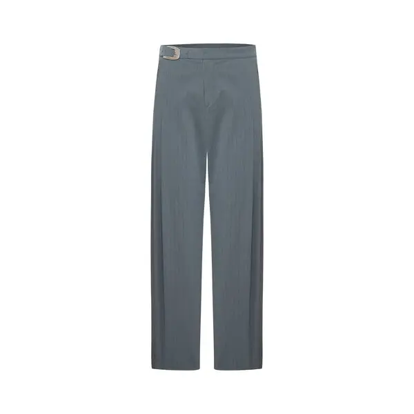 PCFG Cotton Blend Striped Woven Belted Trousers