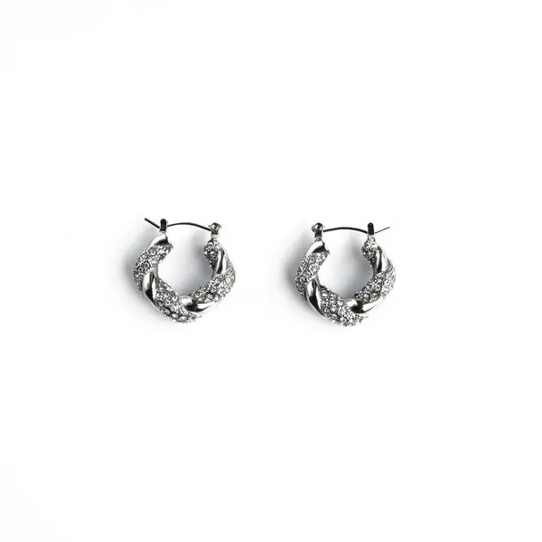 SUPERDIVAJEWELLERY Crystal Diamante Hoop Earrings - Silver