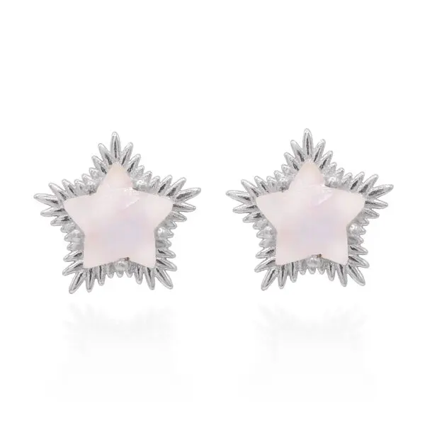 LUNA CHARLES Felicity Moonstone Star Stud Earrings - White/silver