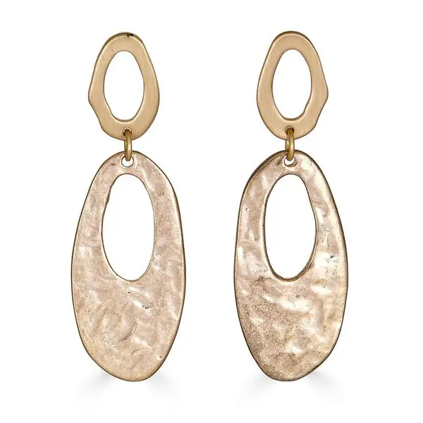 LONI PAUL JEWELRY Matte Oval Dangle Earrings - Gold
