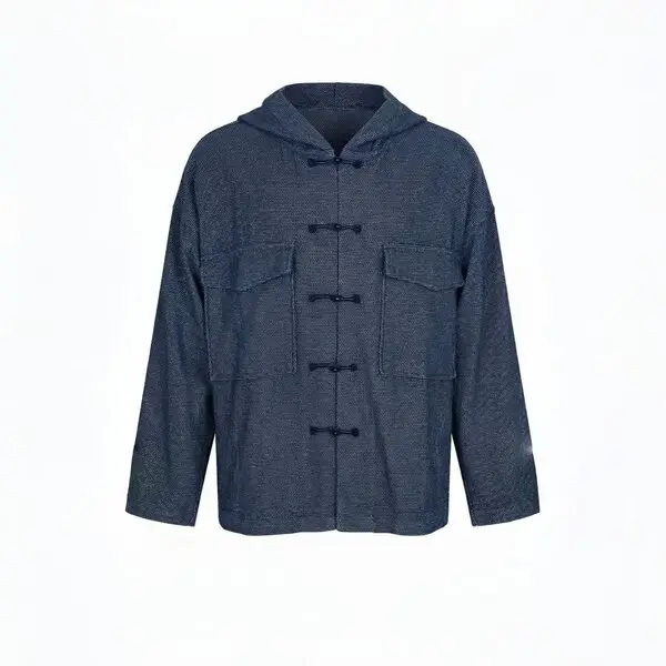 MODENAIRE Textured Cotton Relaxed Fit Hooded Jacket