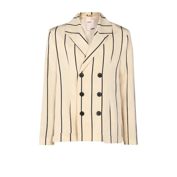 PCFG Kutnia Striped Double-breasted Oversized Blazer - Black