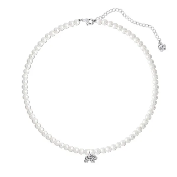 CLOUD HAVEN Faux-pearl Chain Logo Pendant Necklace - Silver/white