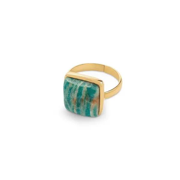 AMADEUS Arizona Amazonite Adjustable Ring - Gold/green
