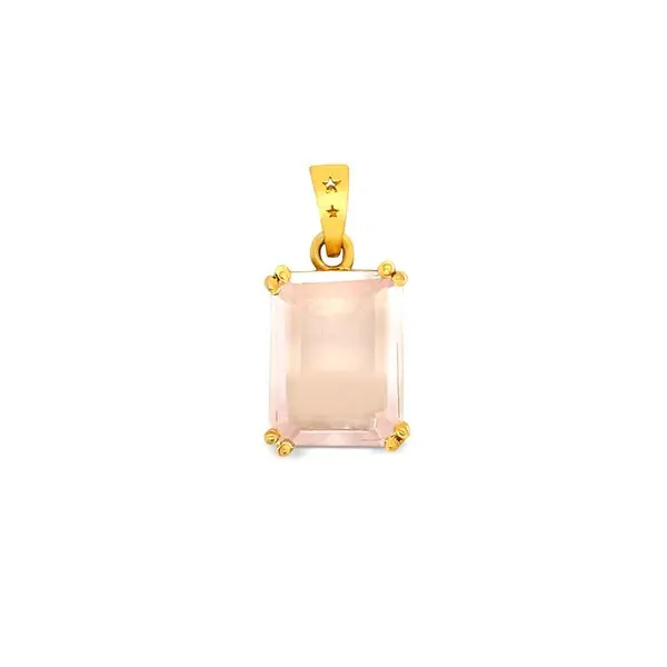 GEM BAZAAR JEWELLERY Rose Quartz Vermeil Pendant Necklace - Orange/gold