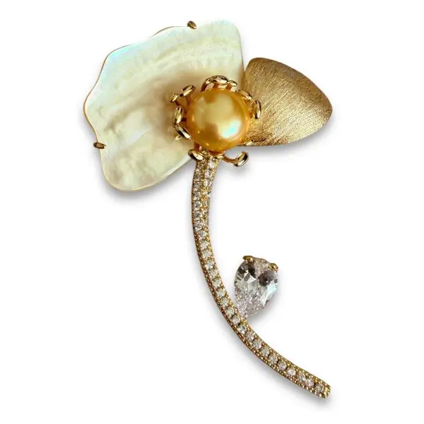 NINEMOO Soleil En Pearl Brooch - Gold