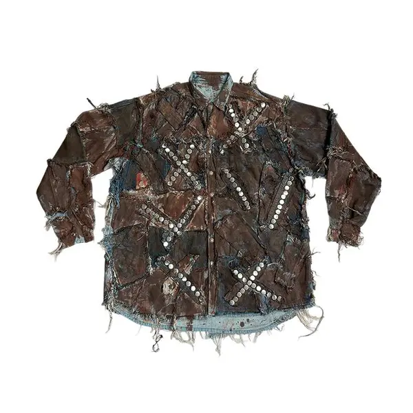 ZASTASTUDIO Shred Couture Studded Denim Oversize Shirt