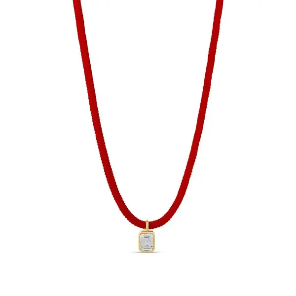 SHYMI Cord Necklace With Emerald Stone - Red/gold