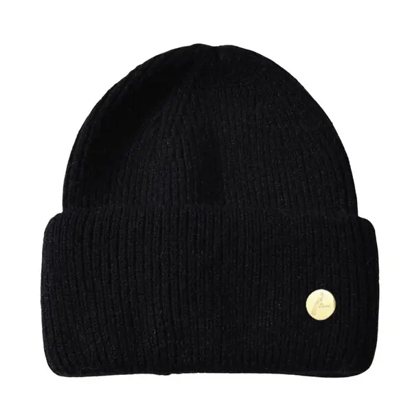 HORTONS ENGLAND Ribbed Cashmere Beanie - Black