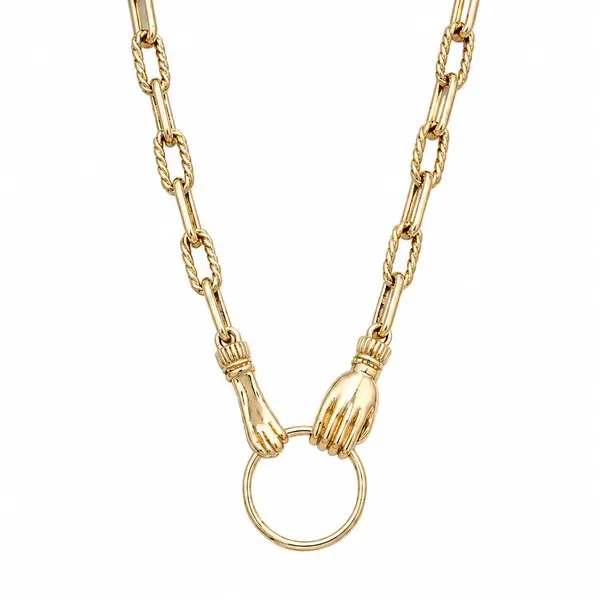 UNLEASH CPH Connection Necklace With Sculptural Hand And Paw Motif - Gold