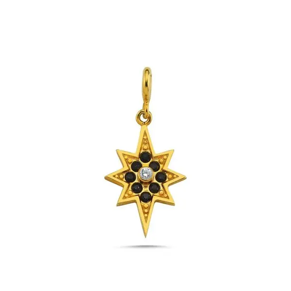 LINYA JEWELLERY Gemstone Pole Star Charm - Gold