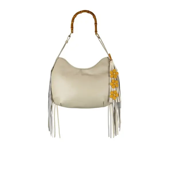 F3ROG BY RANA Gordon Fringe Hobo Bag - Beige