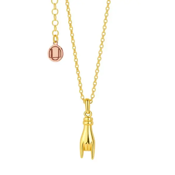 UNALOE Plated Necklace With Italian Horned Hand Charm - Gold