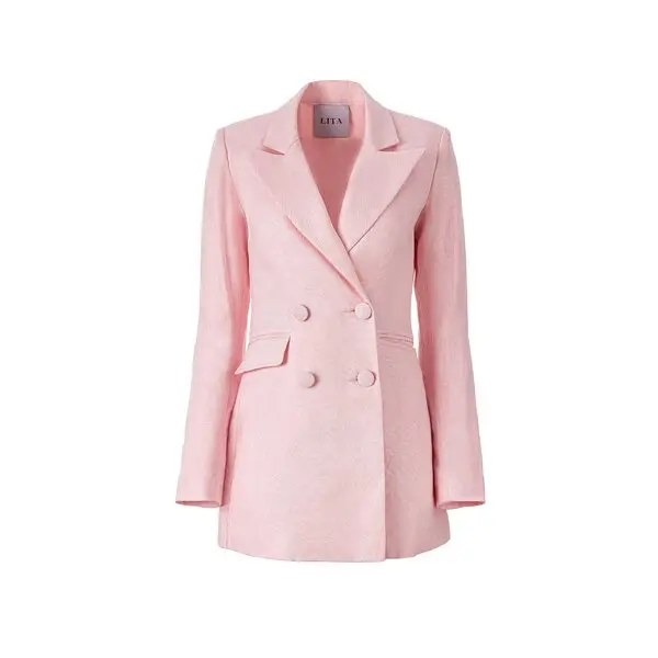 LITA COUTURE Linen Double-breasted Blazer