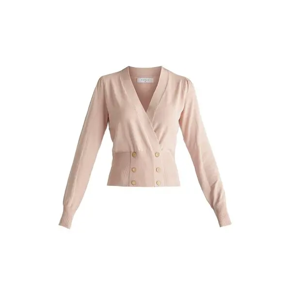 PAISIE Long Sleeve Knitted Wrap Top - Pink