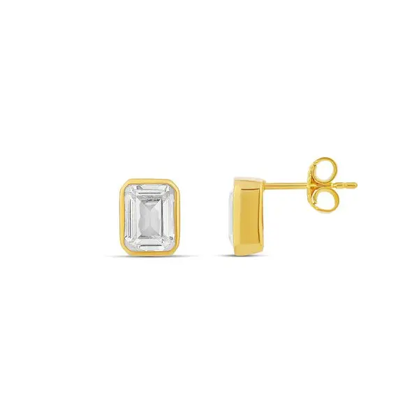 SHYMI Gold Plated Fancy Shape Bezel Set Stud Earrings - Gold/silver
