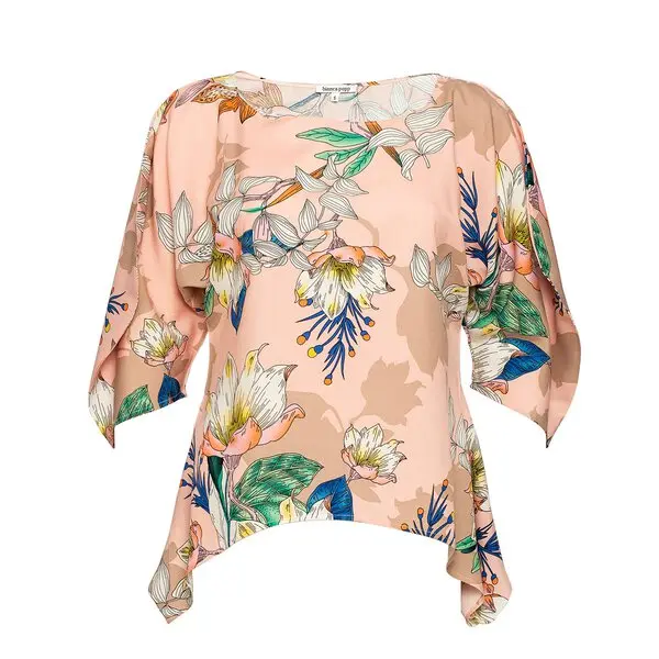 BIANCA POPP Floral Print Puff Sleeve Blouse - Orange
