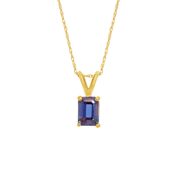 LA KAISER Solid Alexandrite Baguette Pendant - Gold