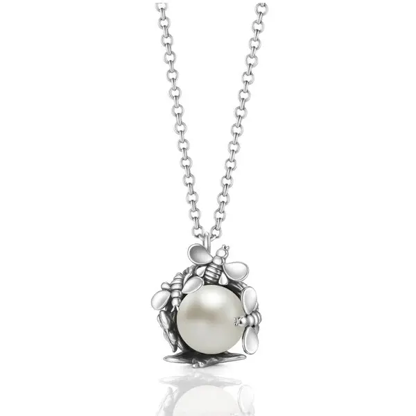 UNALOE Sterling Pearl Pendant Necklace - Silver