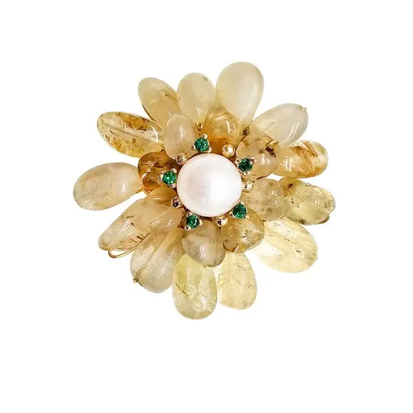 FARRA Flower Brooch - Yellow