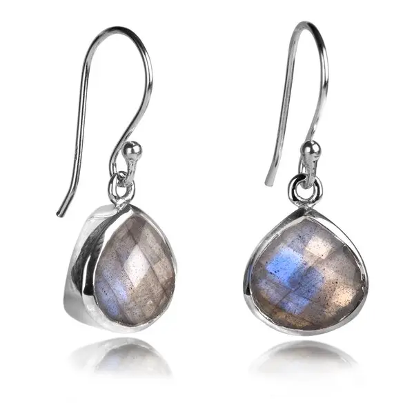 THE JEWELLERY STORE LONDON Sterling Silver Pear-shaped Labradorite Drop Earrings - Silver/green