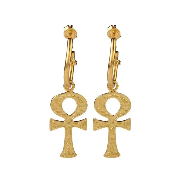 ECE LONDON Ankh Dangle Earrings - Gold