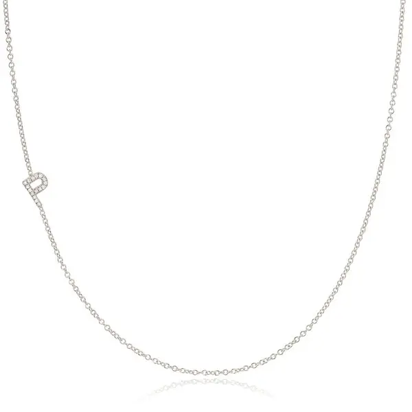 Maya Brenner Designs 14k Gold Asymmetrical Pavé Diamond Letter Necklace - White
