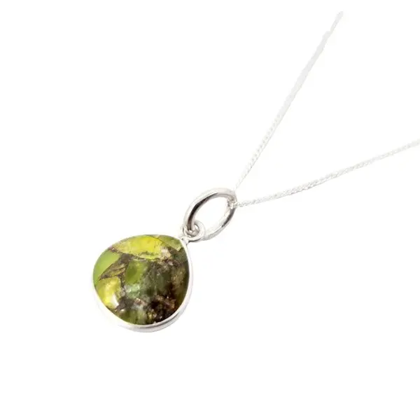 HARFI Sterling Silver Peridot Gemstone Necklace - Green/silver