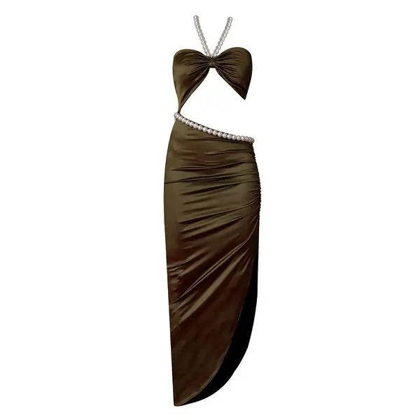 NUR KARAATA Sophia Strapless Satin Dress