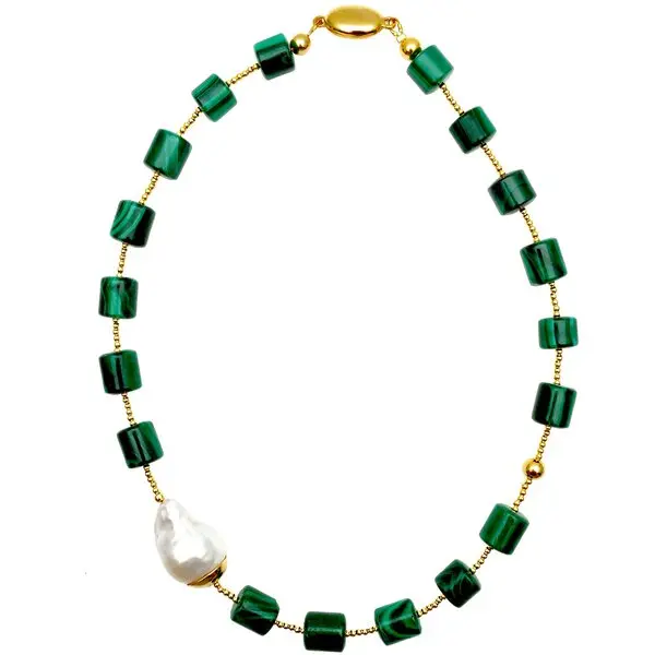 FARRA Malachite And Pearl Necklace - Green
