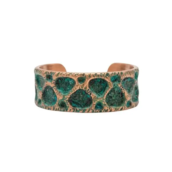 ANATOLIACRAFT Vintage Copper Cuff Bracelet With Patina - Green