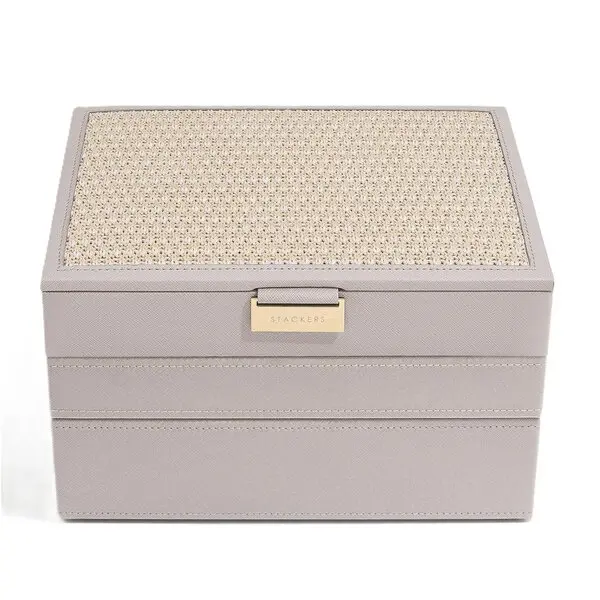 STACKERS Classic Raffia Jewelry Box Set Of Three - Black